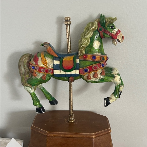 Holiday | Vintage Green Carousel Horse Figurine Christmas July Sale ...